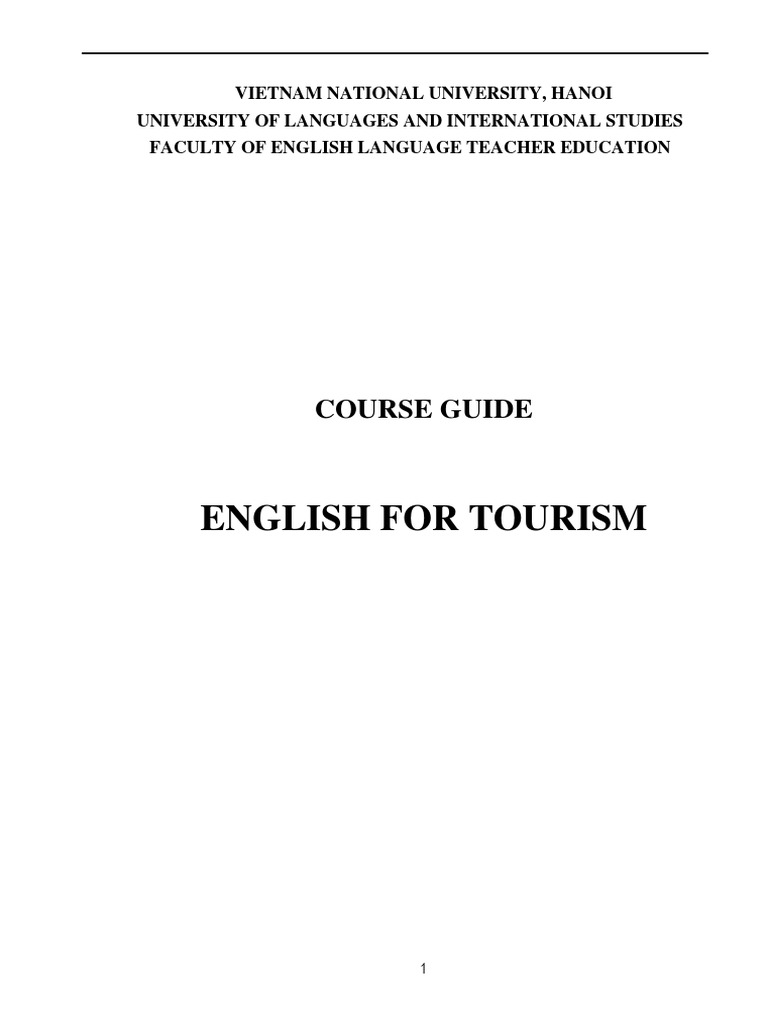 W01-T01-Course Guide - English For Tourism. Revised May 2021 | PDF ...