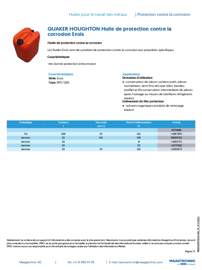 Protection anticorrosion Ensis RPO 1200 | PDF | Corrosion | Substances ...