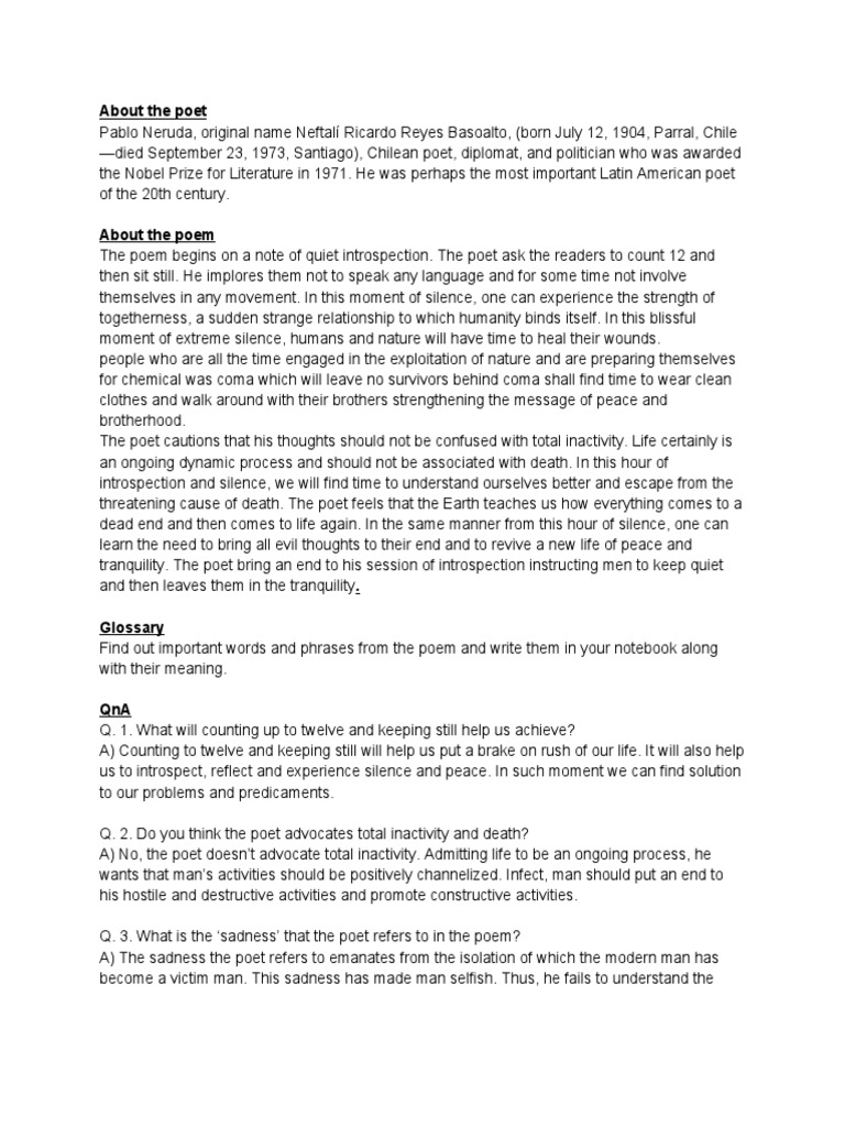 A Call for Quiet Reflection: An Analysis of the Poem 'Count to Twelve ...