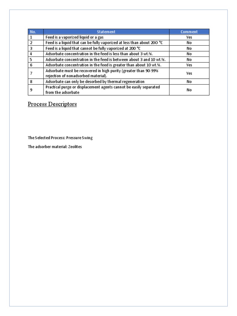 Process Descriptors: No. Statement Comment | PDF
