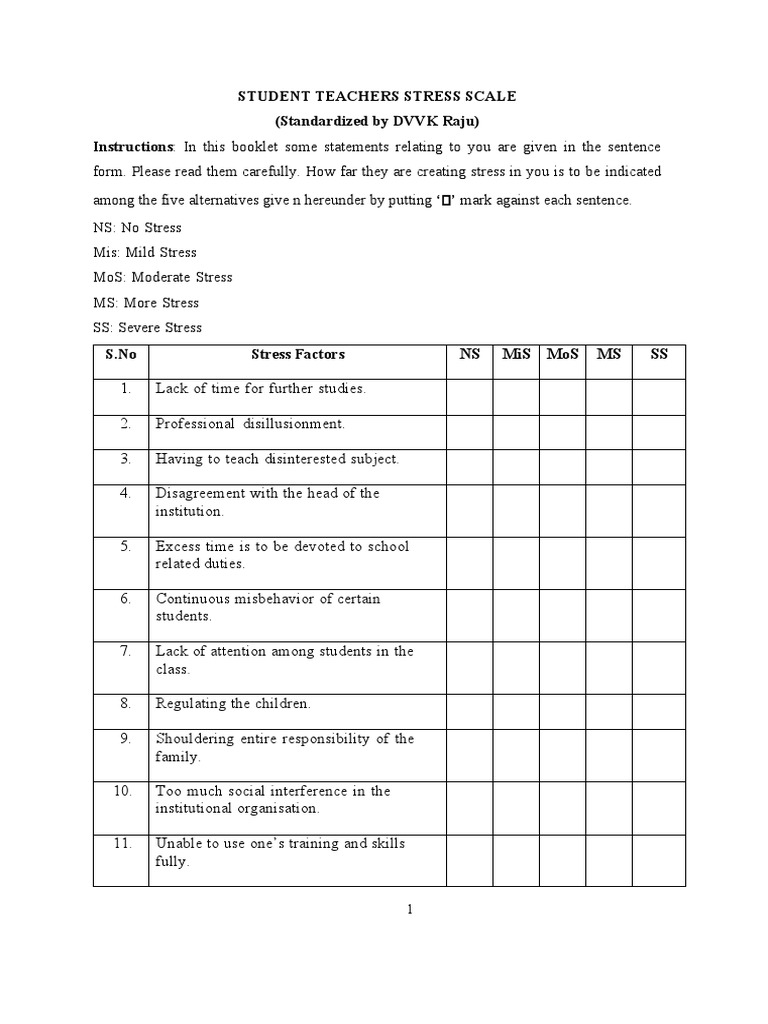 Measuring Stress Levels Among Student Teachers: The Student Teachers ...