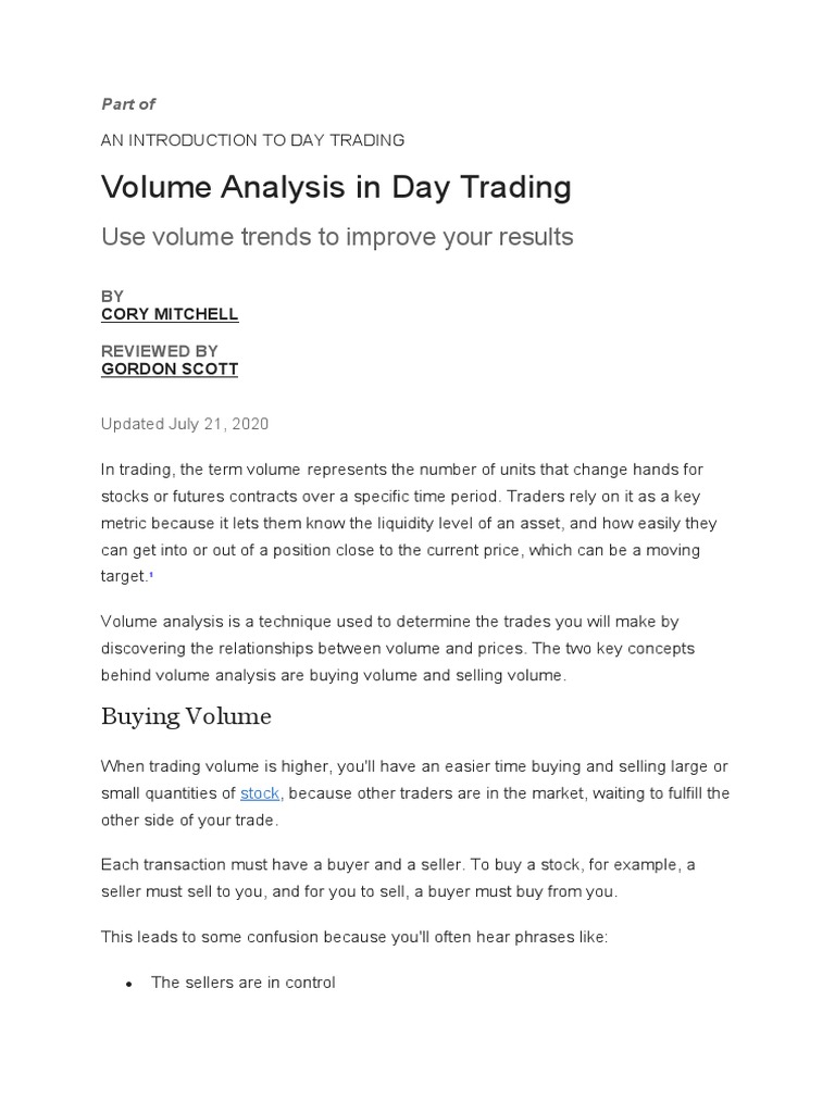 Using Volume Trends to Improve Day Trading Results | PDF | Day Trading ...