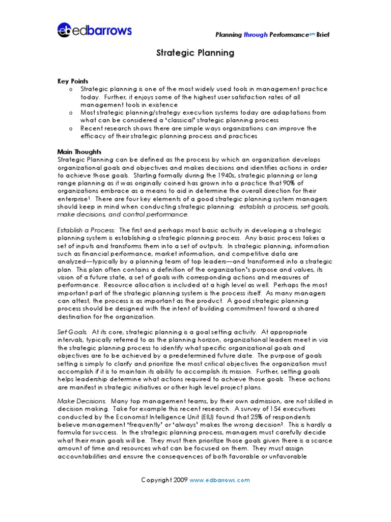 Strategic Planning | PDF | Strategic Planning | Goal