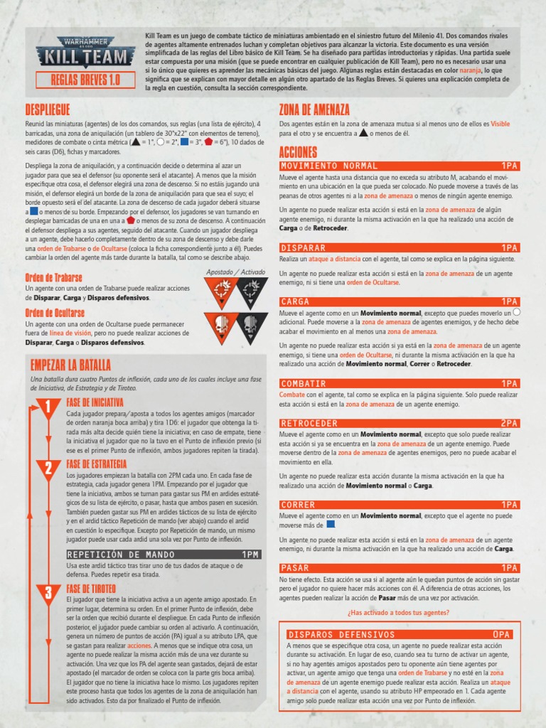 Reglas Kill Team Breves 1.0 2022 en Castellano | PDF | Defensor ...