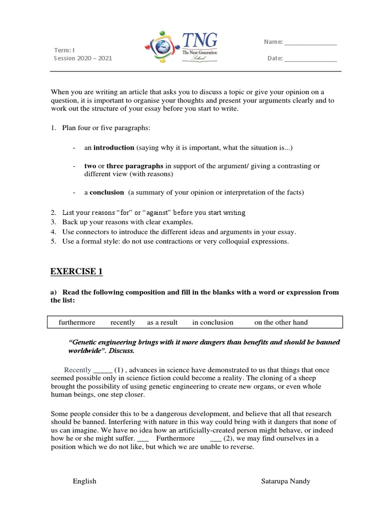 Article Writing Worksheet | PDF | Reason | Learning