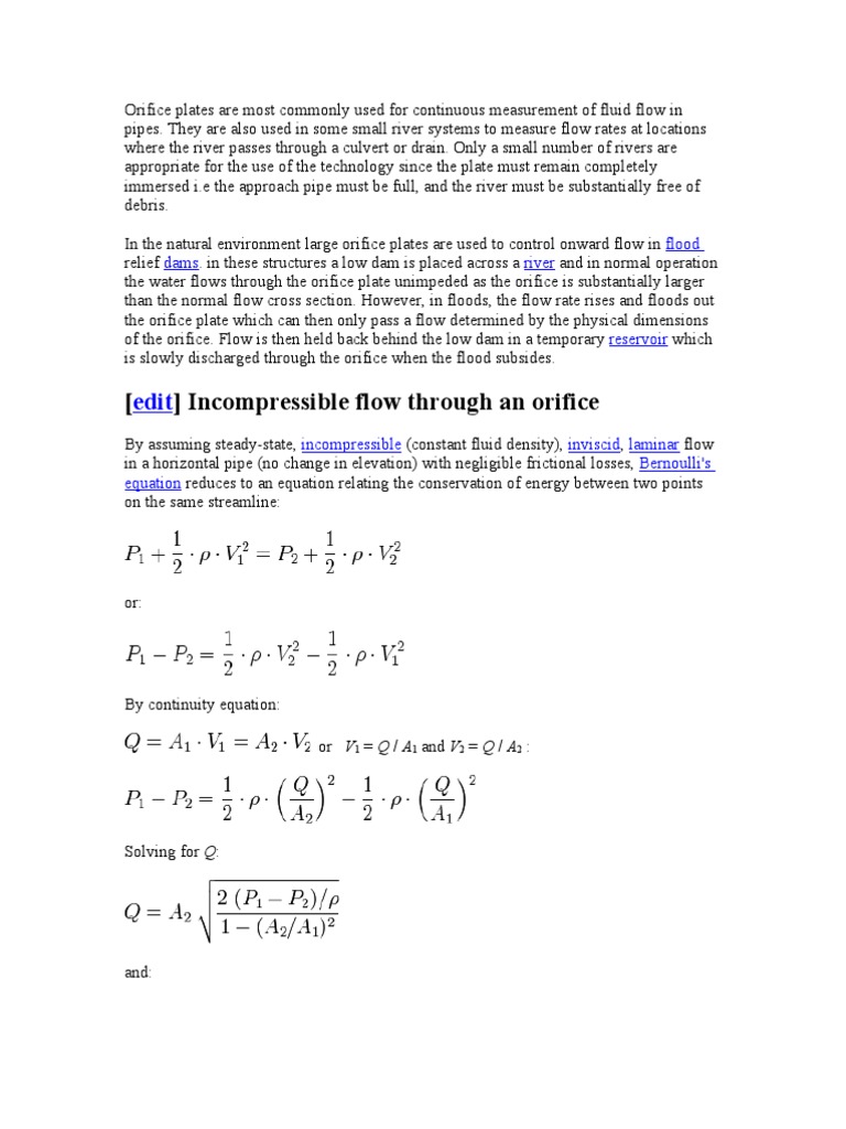 Orifice | Statistical Mechanics | Fluid Dynamics