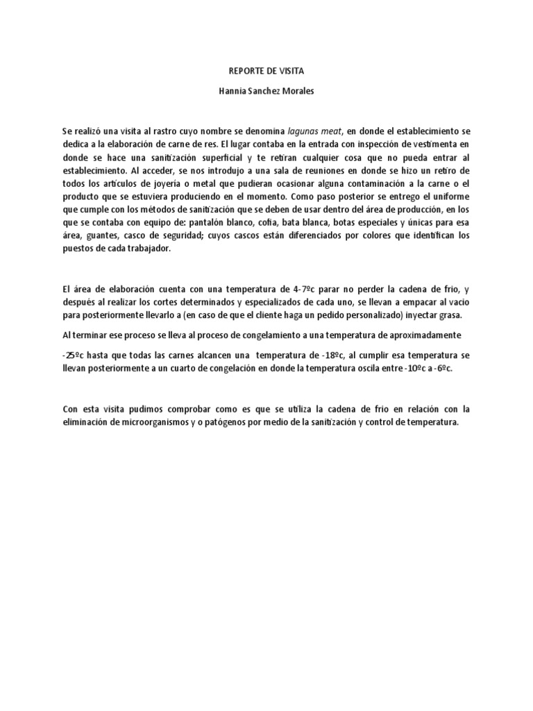 Visita al Rastro Lagunas Meat: Proceso de Carne | PDF