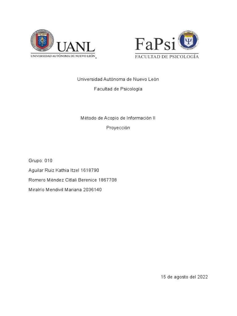 Proyección y Tests Proyectivos | PDF | Psicoanálisis | Sicología