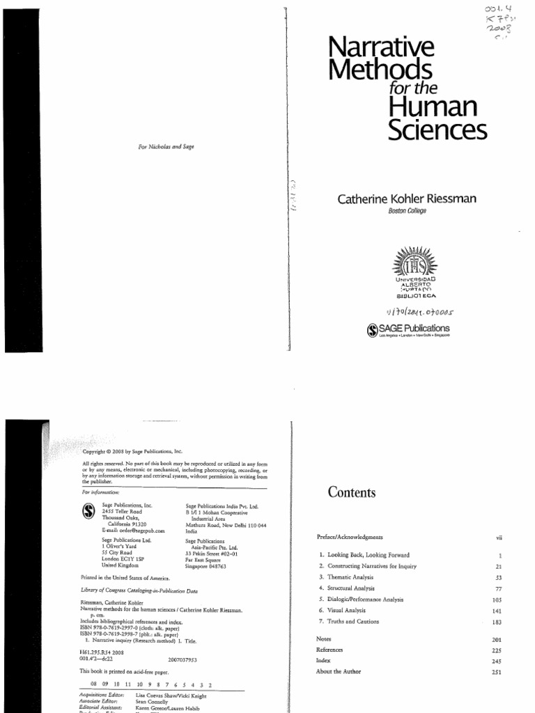 Riessman 2008. Narrative Methods For The Human Sciences Chapter 1 2 | PDF