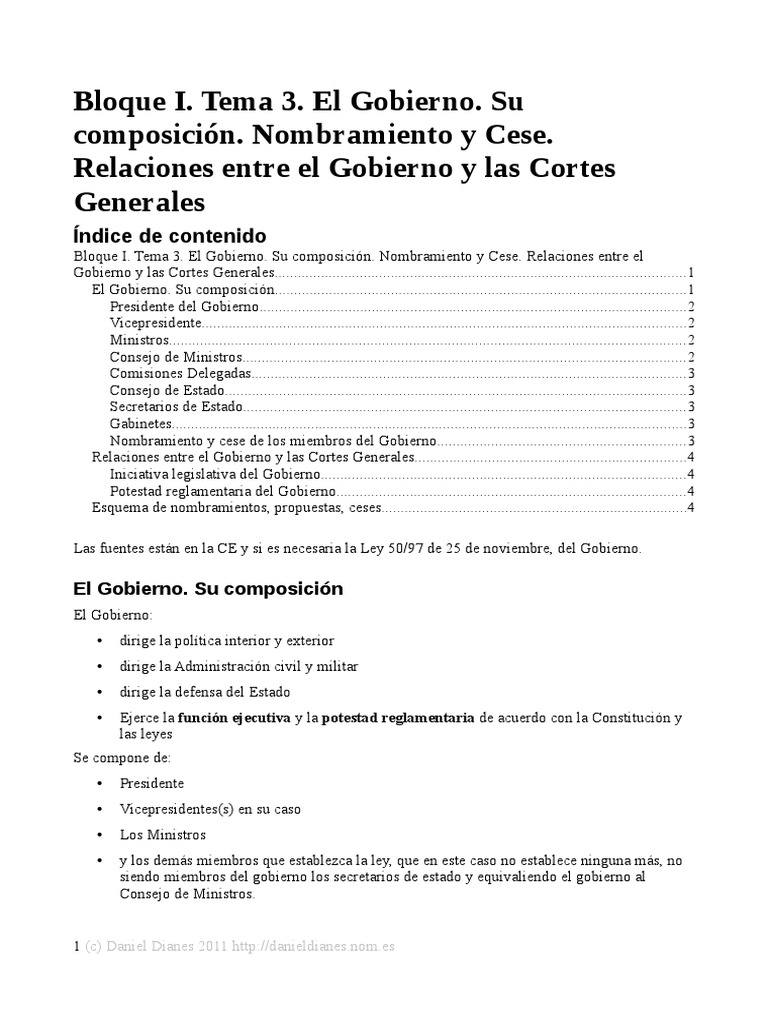 Tema Gobierno Pdf Gobierno De España Cortes Generales