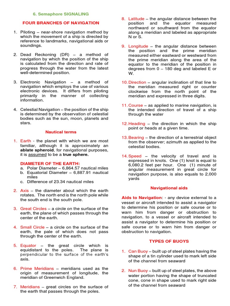 Four Branches of Navigation: 6. Semaphore SIGNALING | Download Free PDF | Navigation | Equator