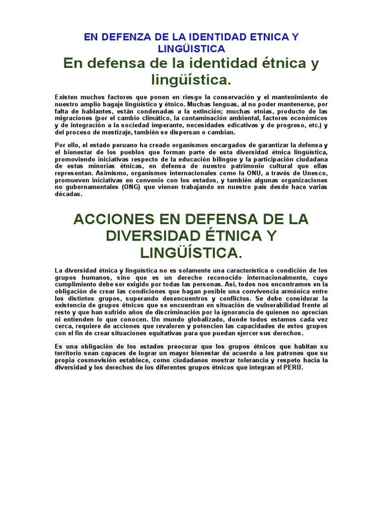 En Defenza de La Identidad Etnica y Lingüistica | PDF