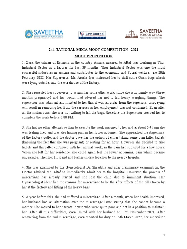 2Nd National Mega Moot Competition - 2022 Moot Proposition | PDF | Trade Union | Strike Action