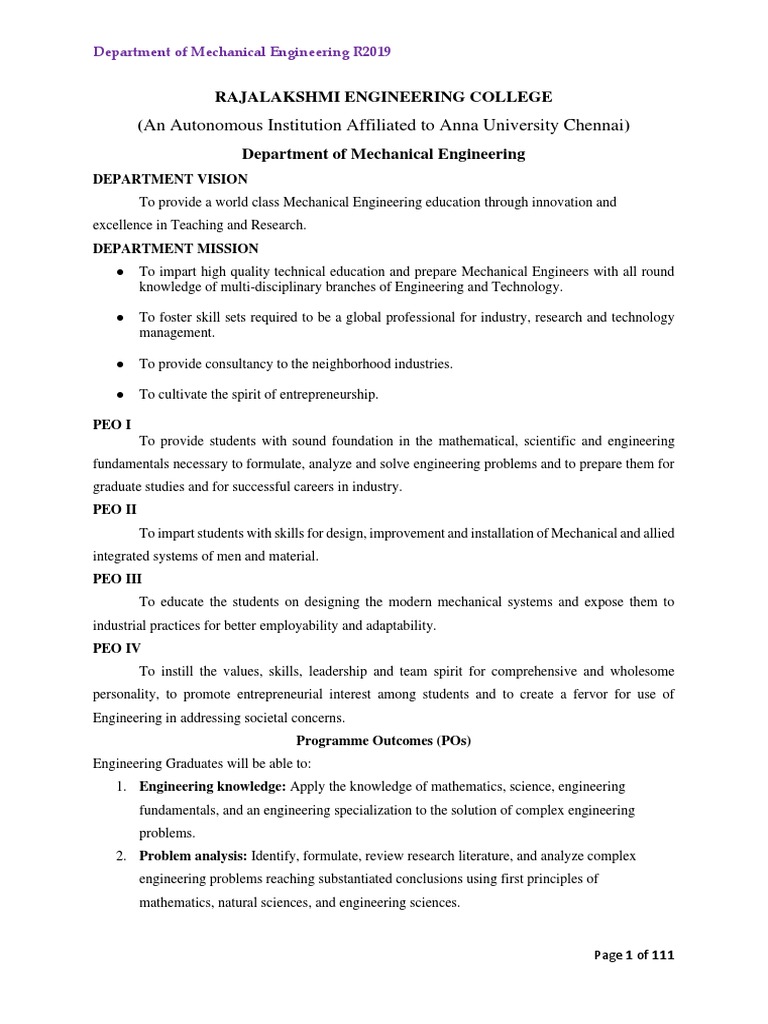 R2019 Mech Curriculum and Syllabus | PDF | Matrix (Mathematics) | Technical Drawing