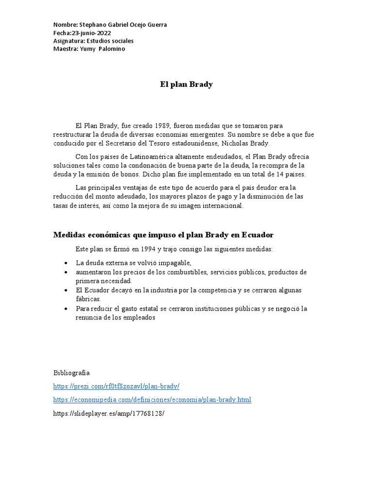 El Plan Brady | PDF