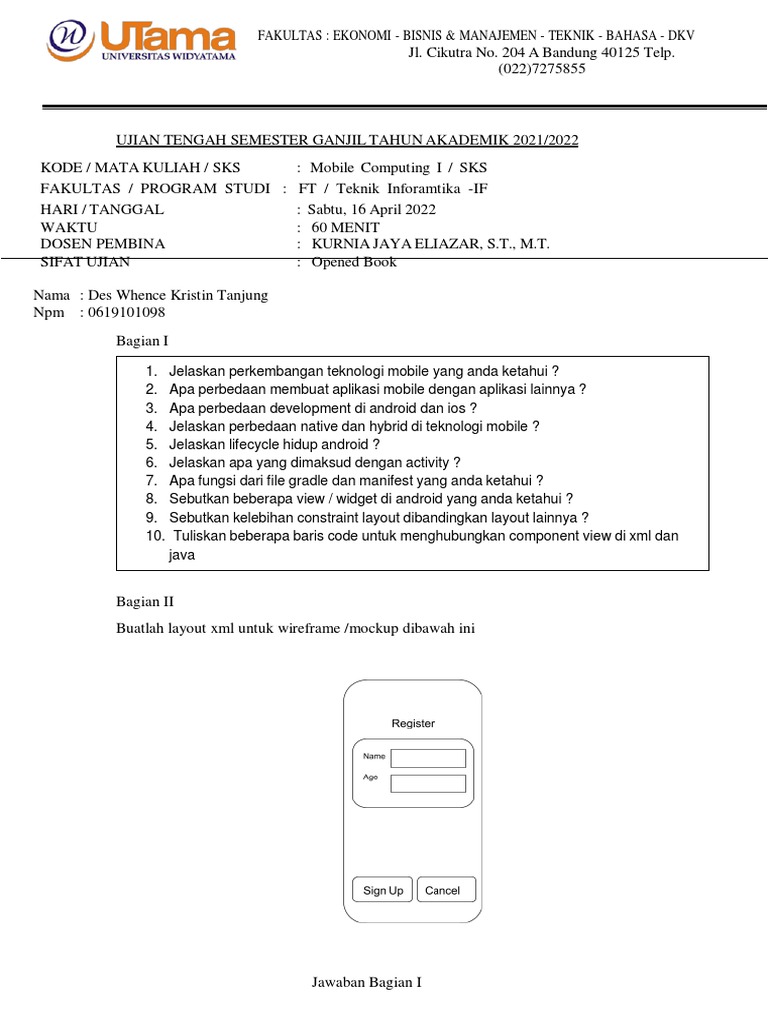 UTS Mobile Computing 2022 | PDF | Teknologi & Rekayasa