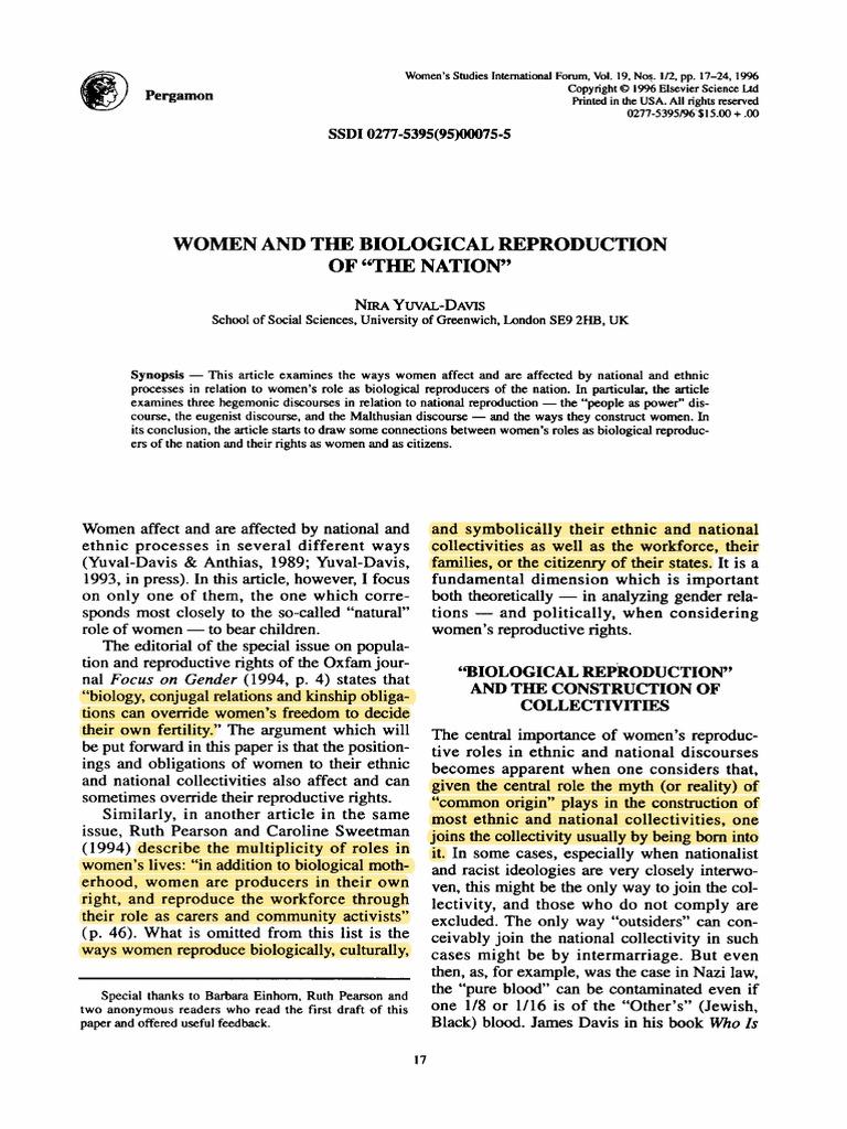 Yuval Davis | PDF | Feminism | Gender Studies