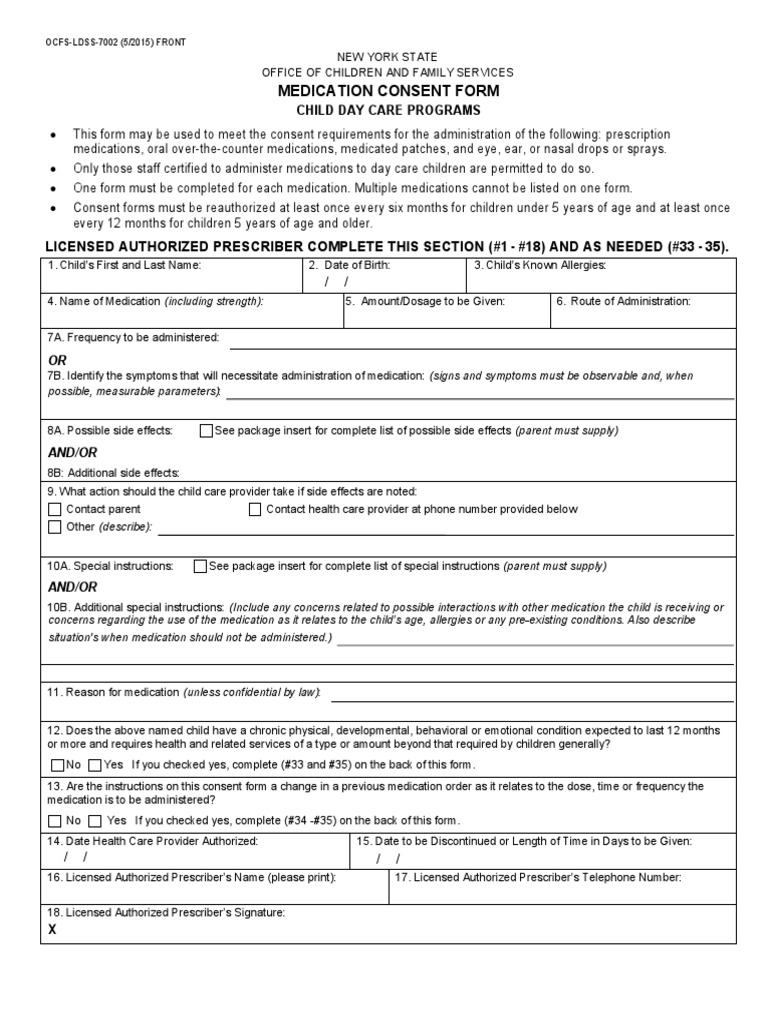 New Medication Consent Form | Download Free PDF | Medical Prescription ...