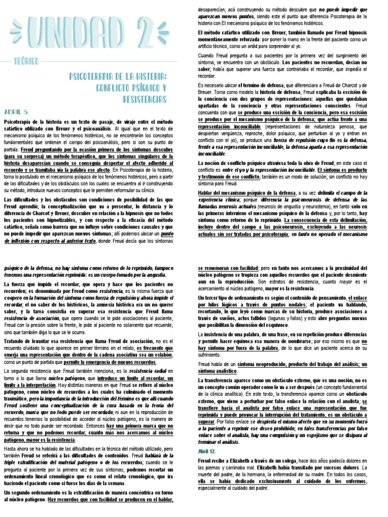 Psicoanalisis - Laznik Unidad 2 | PDF | Sigmund Freud | Neurosis