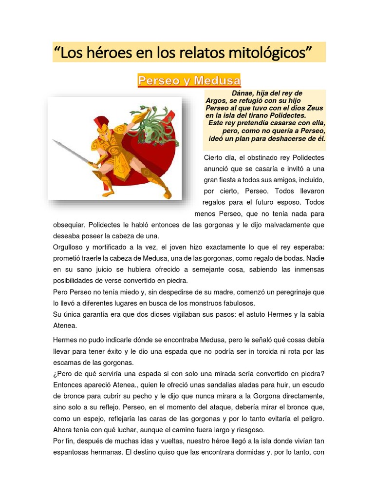 Los Héroes en Los Relatos Mitológicos | PDF | Medusa