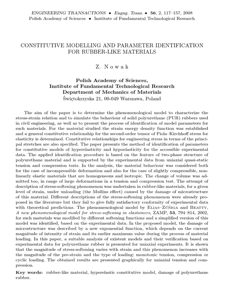 Mooney Rivlin Parameter Identification | PDF | Elasticity (Physics ...