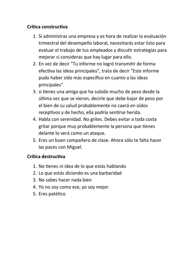 Critica Constructiva y Destructiva | PDF