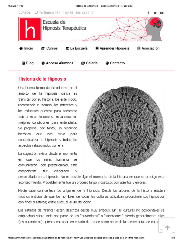 Historia De La Hipnosis Escuela Hipnosis Terapéutica Pdf Hipnosis