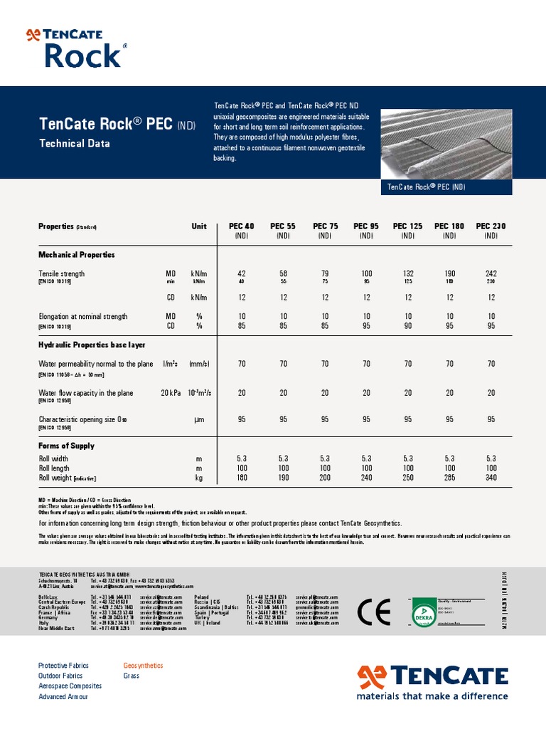 TenCate Rock PEC Uniaxial TechnicalData EN 502170 | PDF | Applied And ...