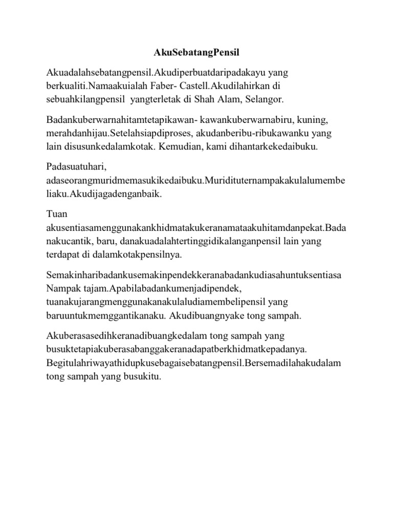 Aku Sebatang Pensil | PDF