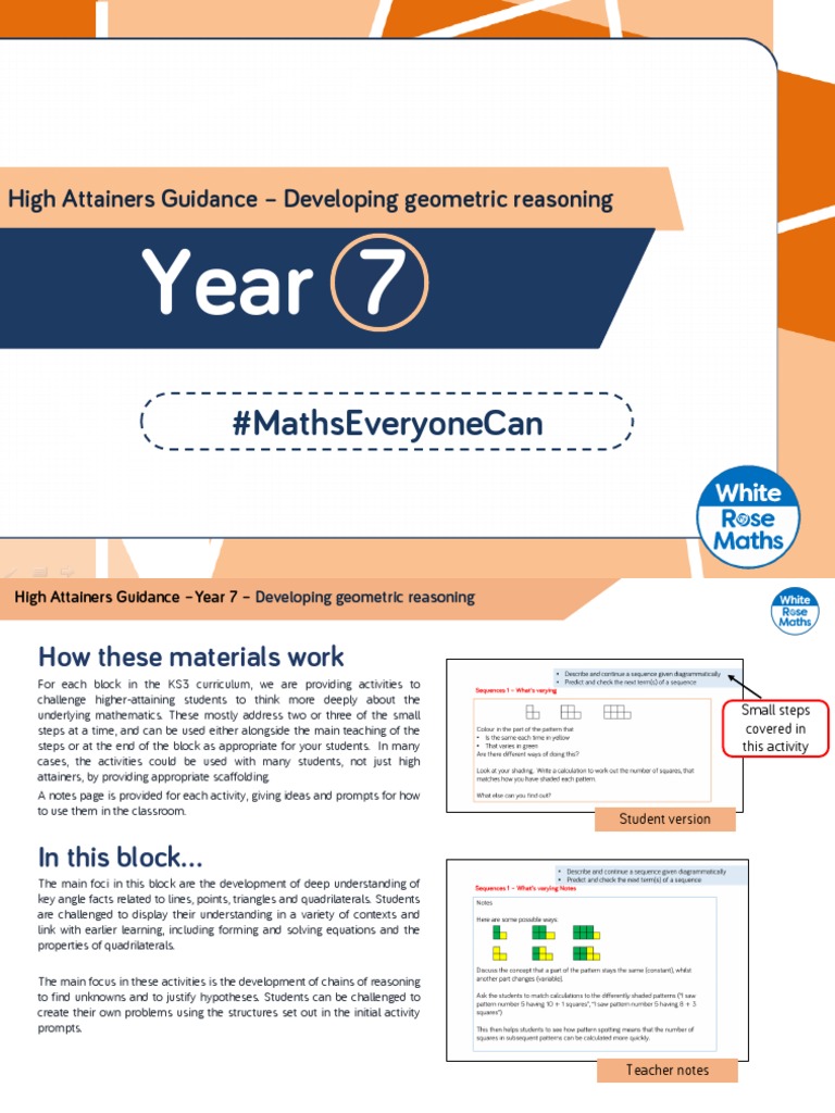WRM Y7 Summer b2 Developing Geometric Reasoning Ha Guidance | PDF ...