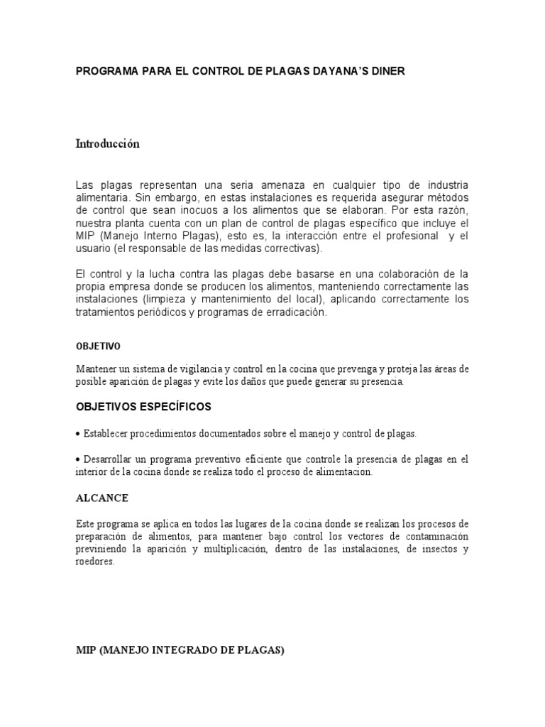 Programa para El Control de Plagas | PDF | Plaga (organismo) | Residuos