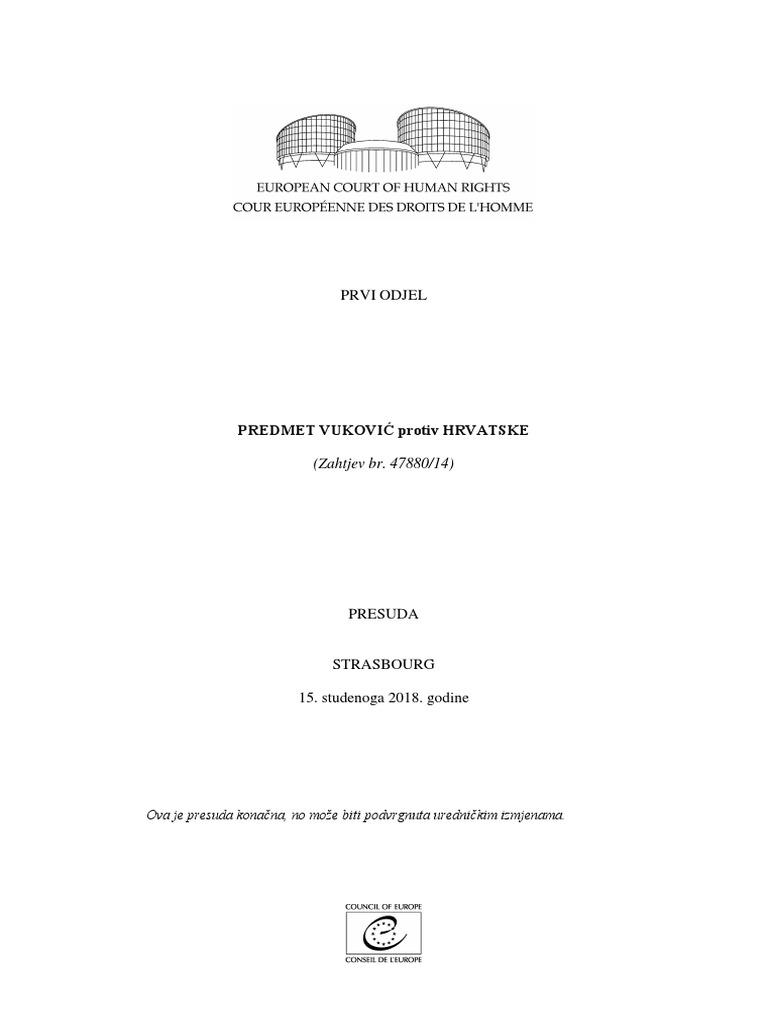 Vuković, Presuda Eu Naknada Stete Privremeno Oduzimanje Vozila | PDF