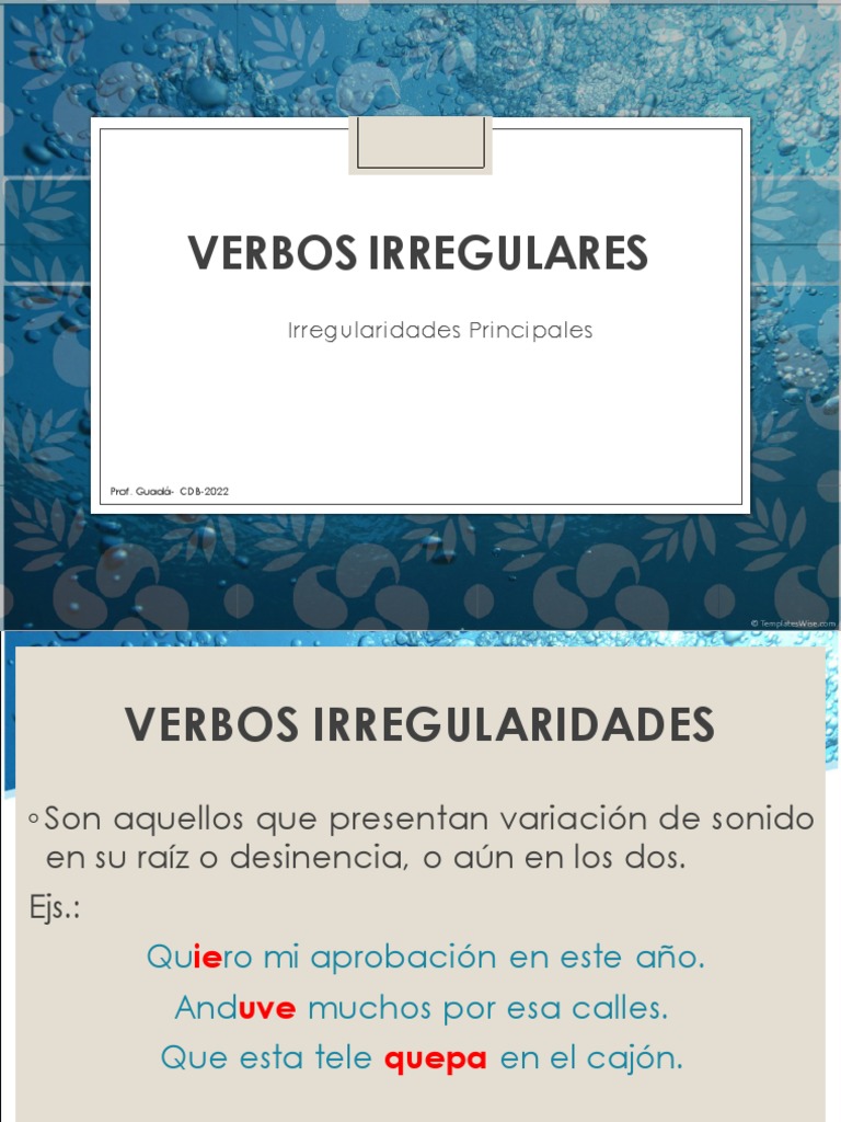 Verbos Irregulares-Indicativo y Subjuntivo-Principales | PDF ...