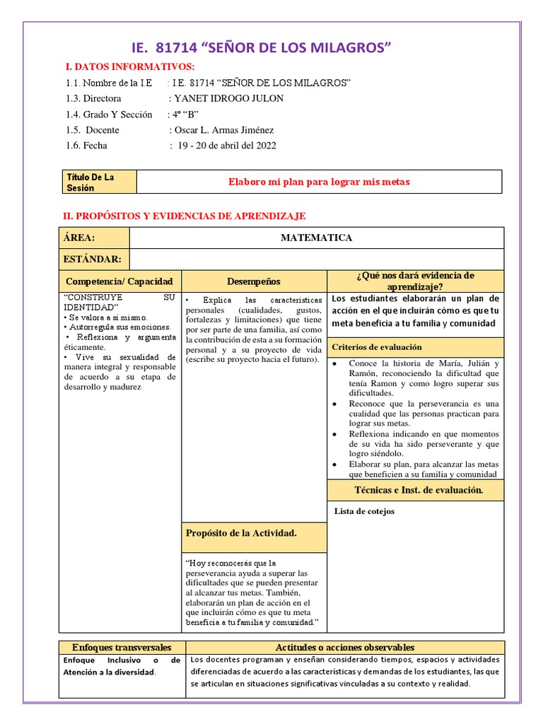 Plan de Acción para Lograr Metas | PDF | Evaluación | Aprendizaje