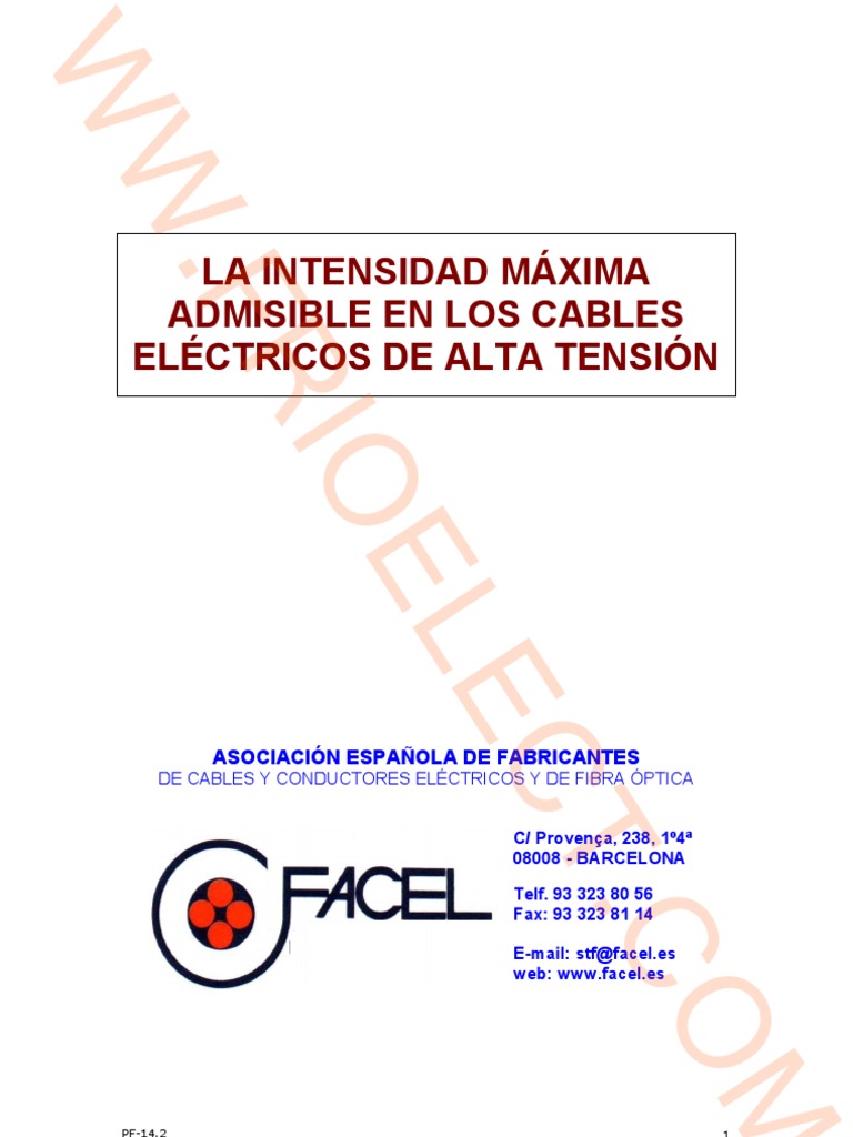 La Intensidad Máxima Admisible en Los Cables Eléctricos de Alta Tensión ...