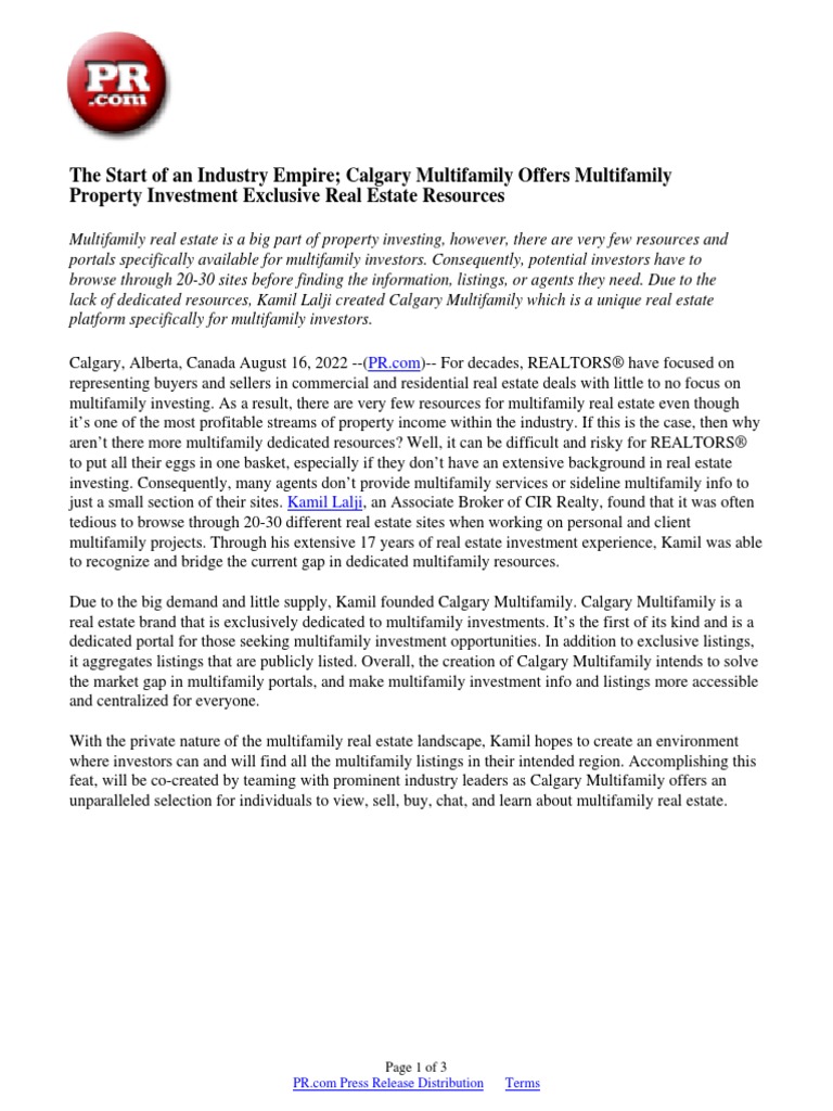 The Start of An Industry Empire Calgary Multifamily Offers Multifamily ...