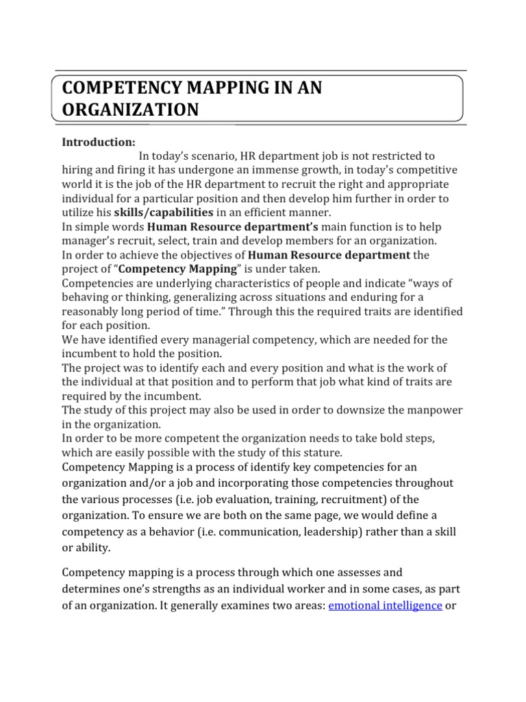 Competency Mapping in An Organization | PDF | Succession Planning ...