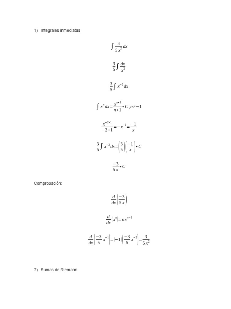 Integrales Inmediatas y Sumas de Riemann | PDF | Integral | Lógica ...