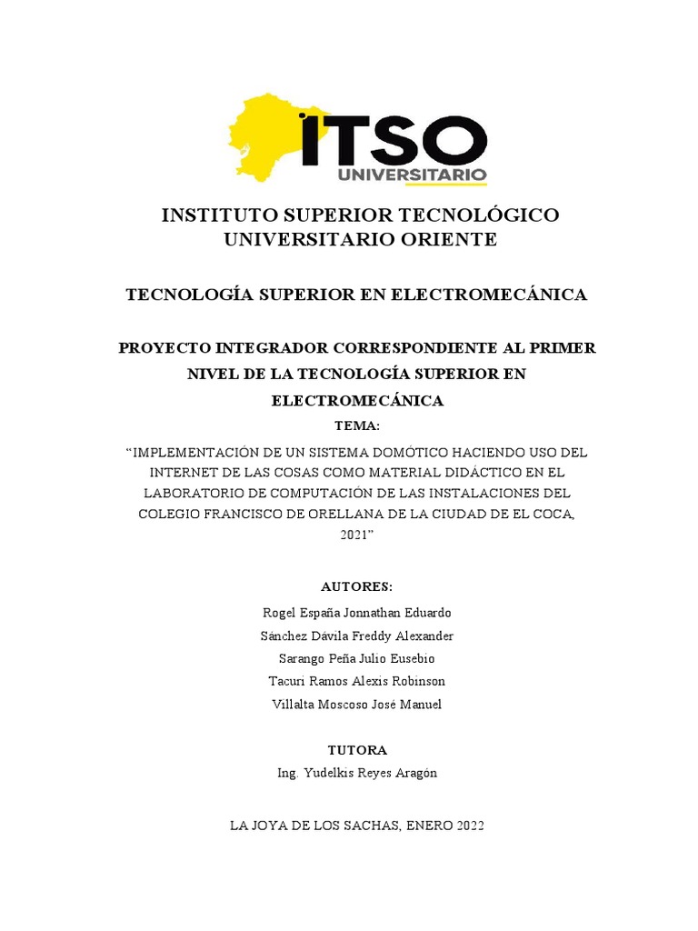 Proyecto Integrador Itso Enero | PDF | Internet de las Cosas | Internet