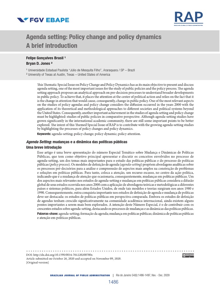 Agenda Setting Policy Change and Policy Dynamics | PDF | Ciência ...