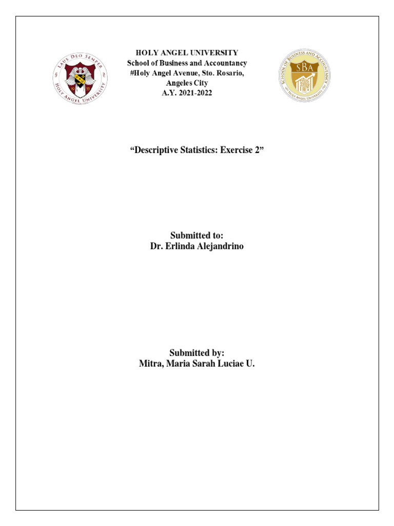 Descriptive Statistics: Exercise 2 | PDF | Mean | Median