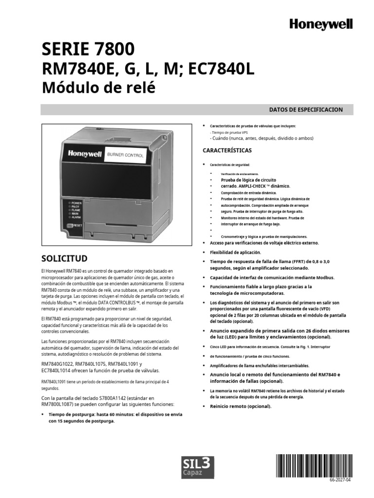 Controlador Llama rm7840l Honeywell - En.es | PDF | Diodo emisor de luz ...