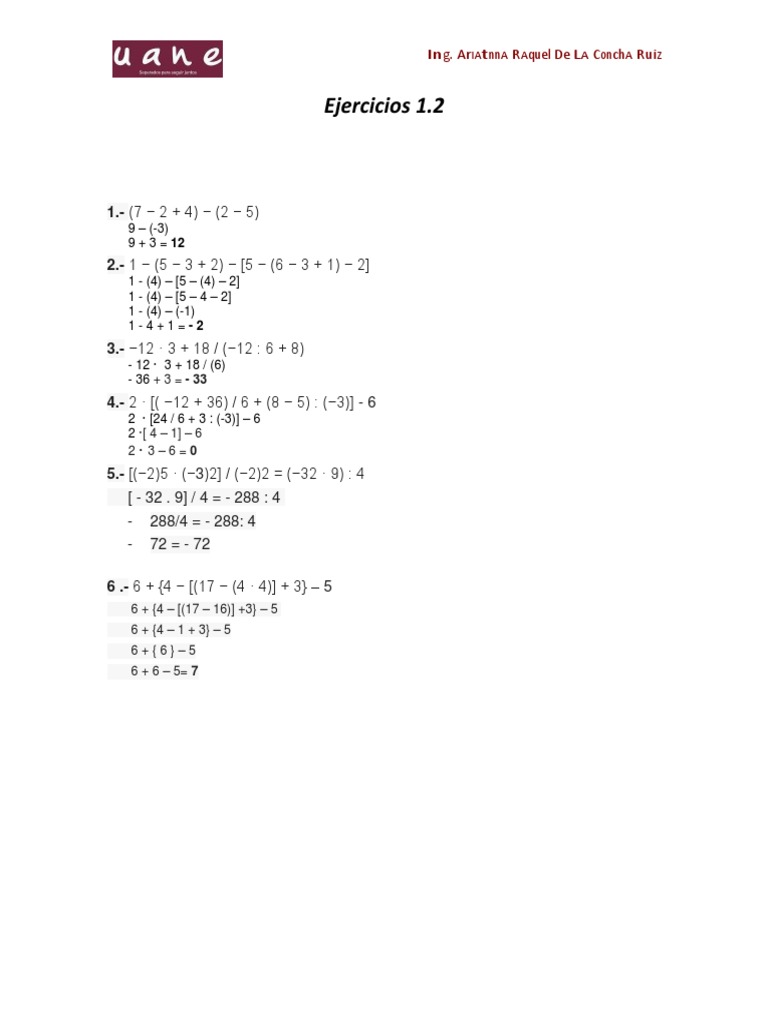 Ejercicios de Algebra 1.2 | PDF
