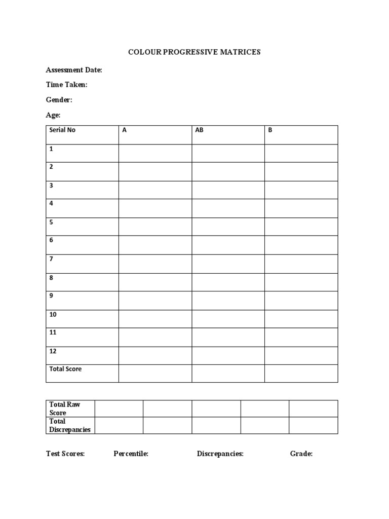 Assessing Non-Verbal Reasoning Skills Through Coloured Progressive ...