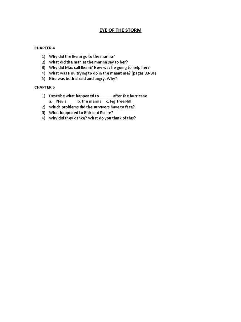 Eye of The Storm Chapters 4 and 5 | PDF | Travel