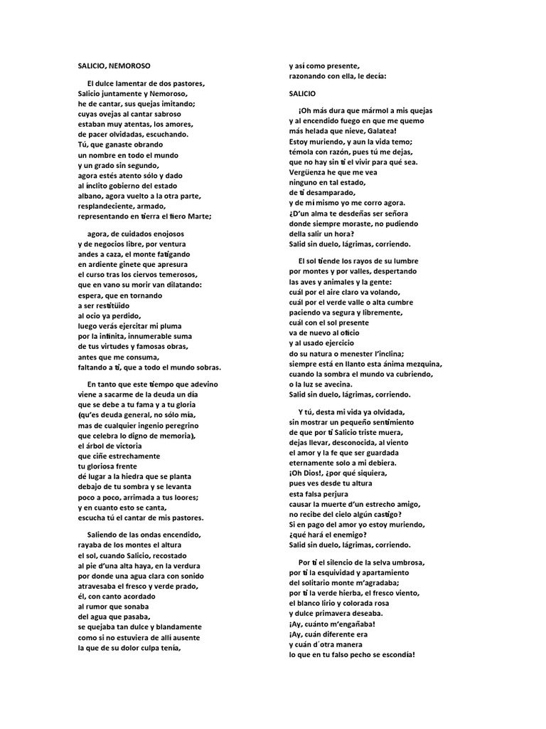 Lamentaciones de Salicio y Nemoroso | PDF