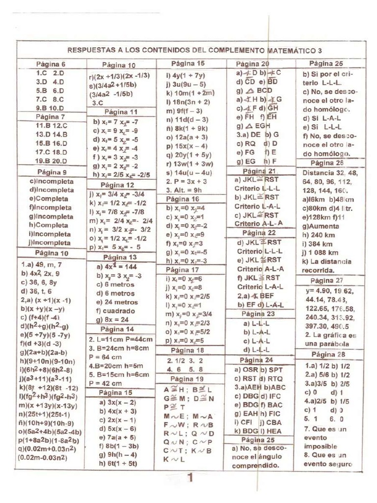Respuestas Complemento Matematico 3 | PDF