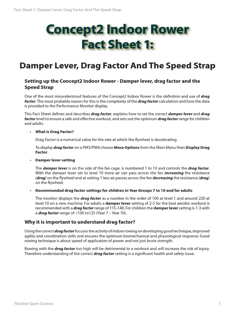 Concept2 Setting The Drag Factor | PDF | Drag (Physics) | Mechanical ...