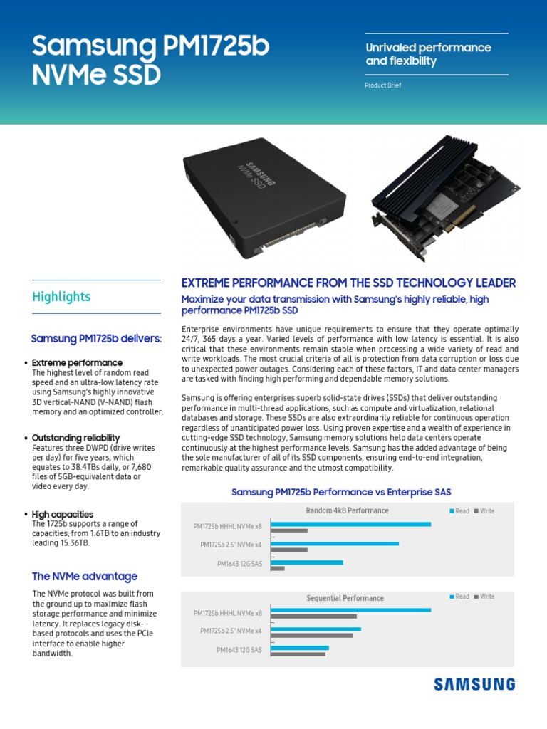 Samsung PM1725b Nvme SSD: Highlights | PDF | Solid State Drive | Flash ...