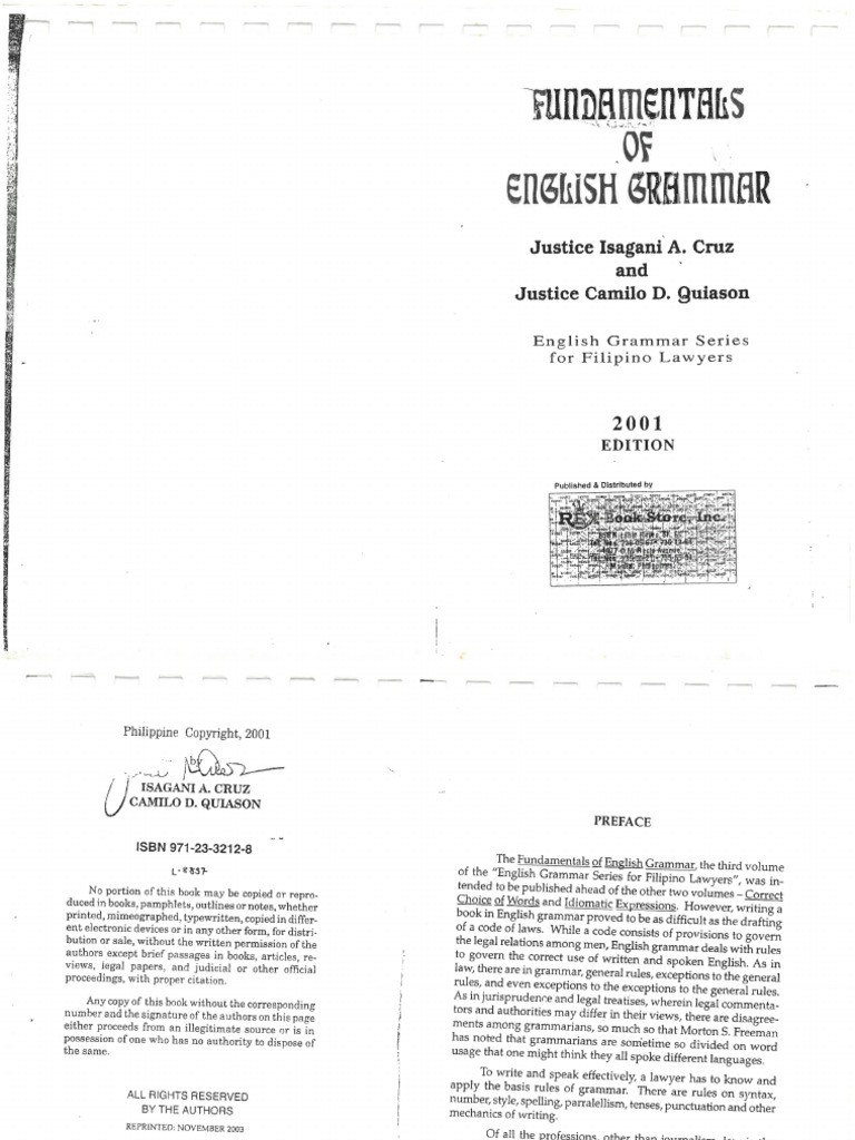 Fundamentals of English Grammar - Cruz Quiason 2001 Ed | PDF